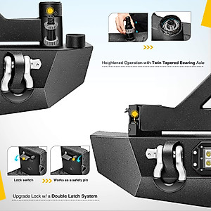 Nilight Rear Bumper & Spare Tire Rack & Hitch Receiver w/2 LED Lights Compatible for 2007-2018 Jeep Wrangler JK for 2007-2018 Jeep Wrangler JK & Unlimited