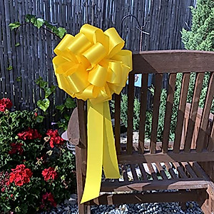 Big Decorative Yellow Pull Bows with Long Tails - 9" Wide, Set of 6, Easter, Support Our Troops Ribbon, Christmas, Thanksgiving, Birthday, Summer Decor, Fundraiser, Office, Classroom, Party, Wedding