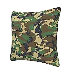 WURTON Green Military Camo Print Throw Pillow Covers, Soft Square Cushion Case,for Sofa, Couch,Bed Chair-18 X 18 Inch