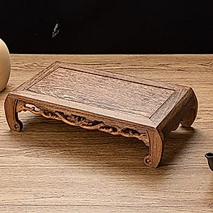 THY COLLECTIBLES Beautiful Hand Craft Rosewood Oriental Vase Flower Stand - 1 Stand (X-Large: L12.6in x W6.5in x H3in)