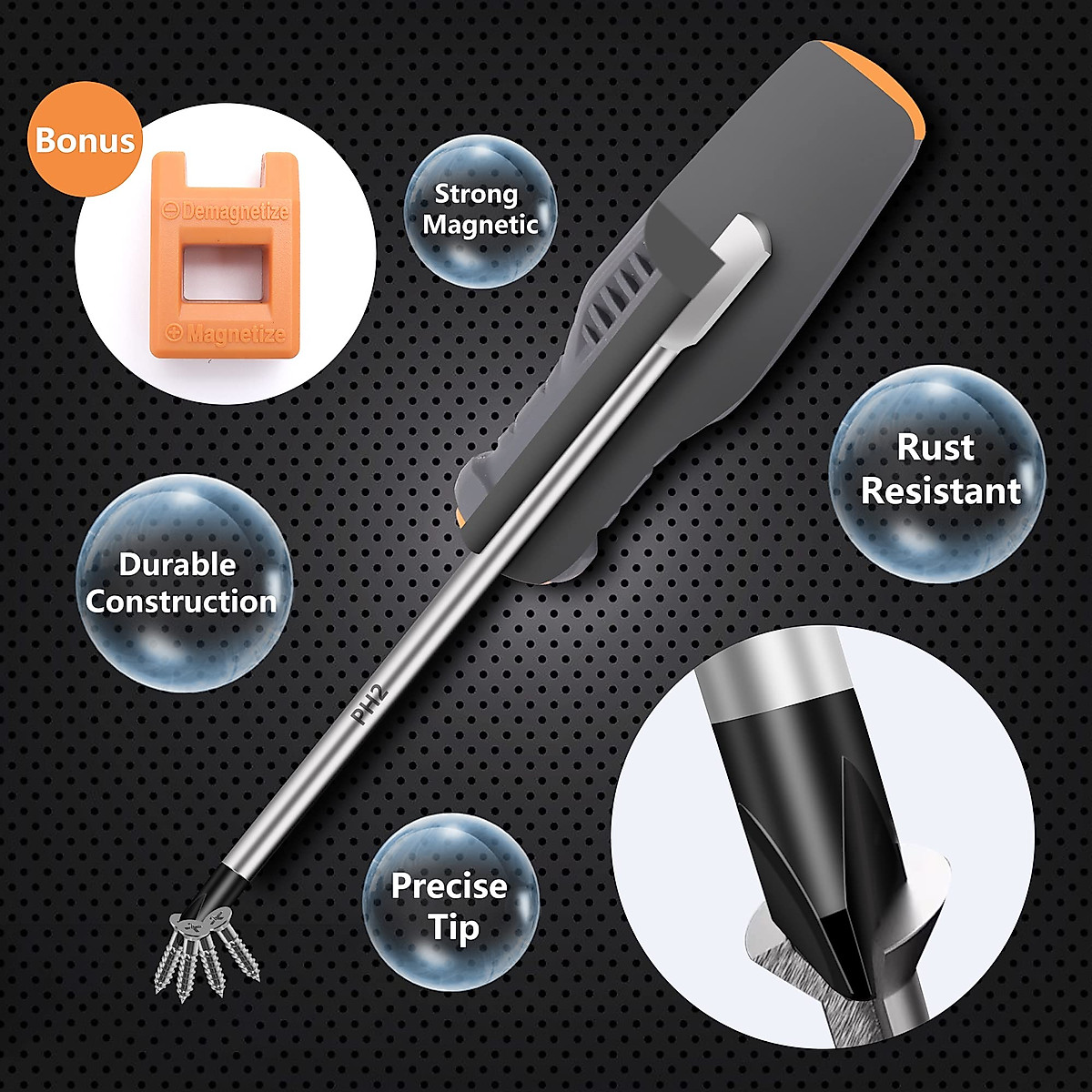MulWark Strong Magnetic Tip Screwdriver Set, Precision & Stubby & Angled Offset Screw Driver, Pick & Hook Kit| Roll Bag| Torx Star Phillips Flat Square Head Driversets