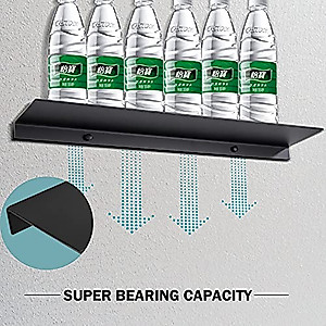 PLUSSEN Metal Wall Shelf,19" Matte Black Floating Shelves Wall Mount,Modern Decorative Shelving for Bedroom, Office, Bathroom, and Living Room.(Aluminum)