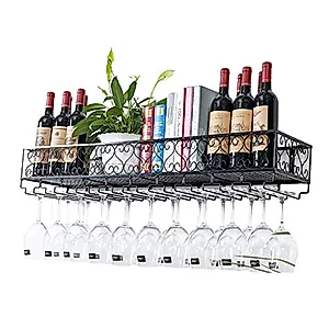 PIBM Stylish Simplicity Correction Fluid Mouse Wine Glass Rack Upside Down Wine Rack Bar Bar Wine Glass Rack Goblet Hanger Hanging Red Wine Glass Correction Fluid, Black , 60*25CM