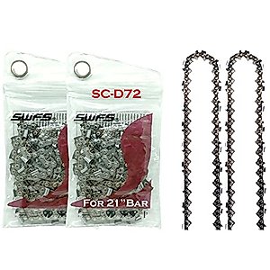 Reliable (2-PACK) Replacement D72 Full Chisel Saw Chain for 20 Inch Bar (actual 21"), Fits Husqvarna, Poulan, Craftsman, Makita, Stihl and others