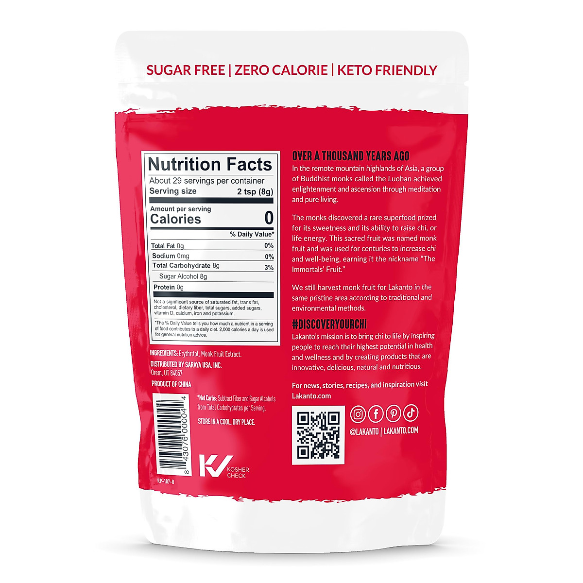 Lakanto Classic Monk Fruit Sweetener with Erythritol - White Sugar Substitute, Zero Calorie, Keto Diet Friendly, Zero Net Carbs, Baking, Extract, Sugar Replacement (Classic White - 8.29 oz)