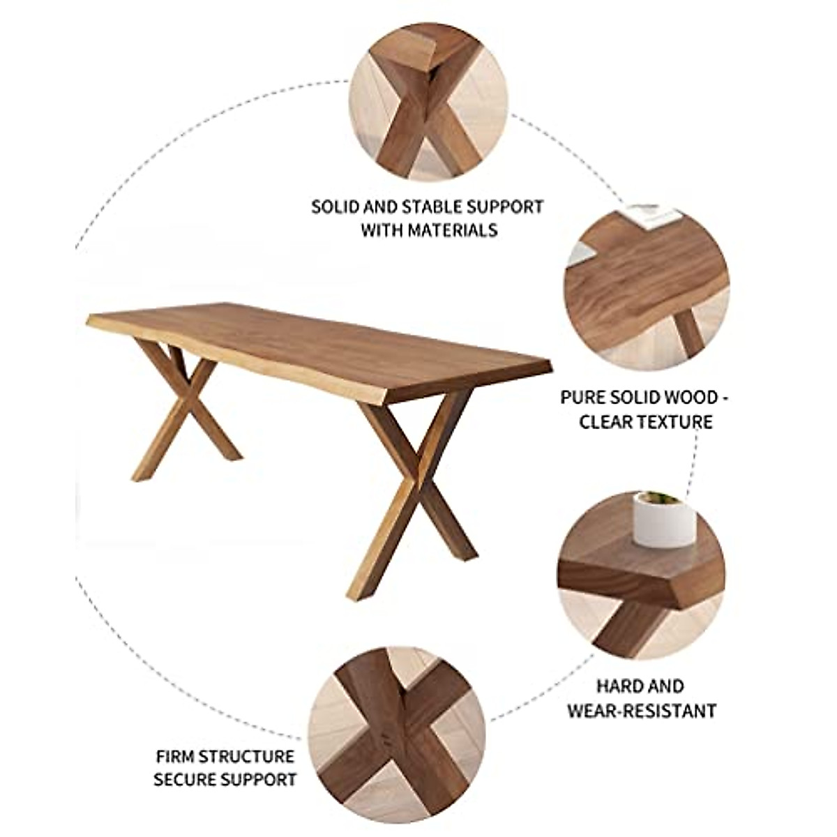 jinhuajinwei Solid Wood Long Desk for Home Ofiice Modern 55 inch Wide Computer Thick Sturdy Wooden Table