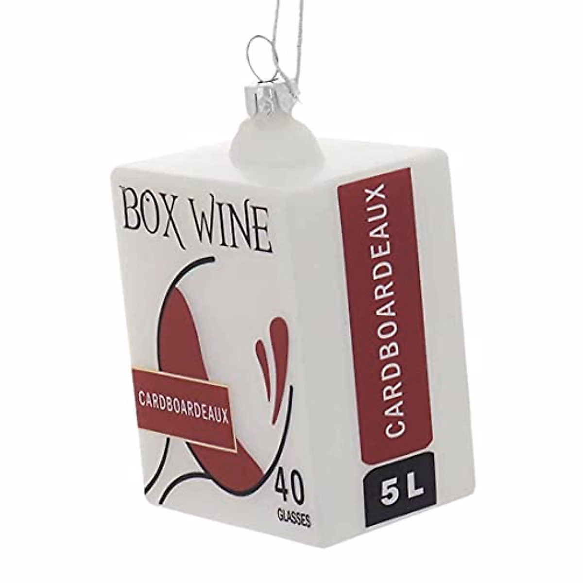 Cody Foster & Co Cardboardeaux Boxed Wine Glass Christmas Ornament, 3 1/2 inches