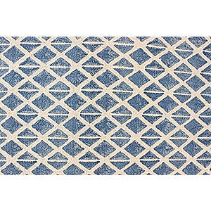 Casavani Indian Handmade Cotton Dhurrie Striped Blue & Brown Area Rug Boho Kilim Flat Weave Rug Indoor Hall Room Decor Carpet Throw Rugs for Bedroom Living Room Bathroom Balcony 8x10 Feet