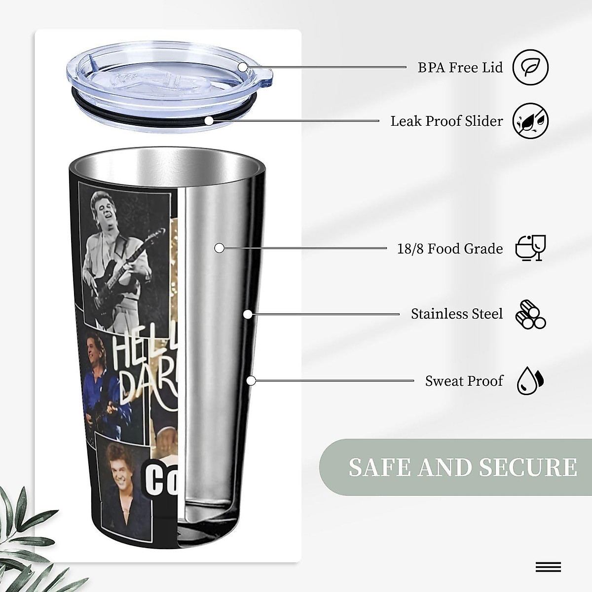 LUNKIND Conway Musics Twitty 20 oz Stainless Steel Insulated Car Sippy Cup With Lid Travel Mug for Cold Hot