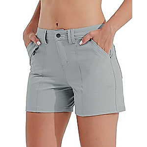 Willit Women's Golf Hiking Shorts Quick Dry Athletic Casual Summer Shorts with Pockets Water Resistant 4.5" Gray 8
