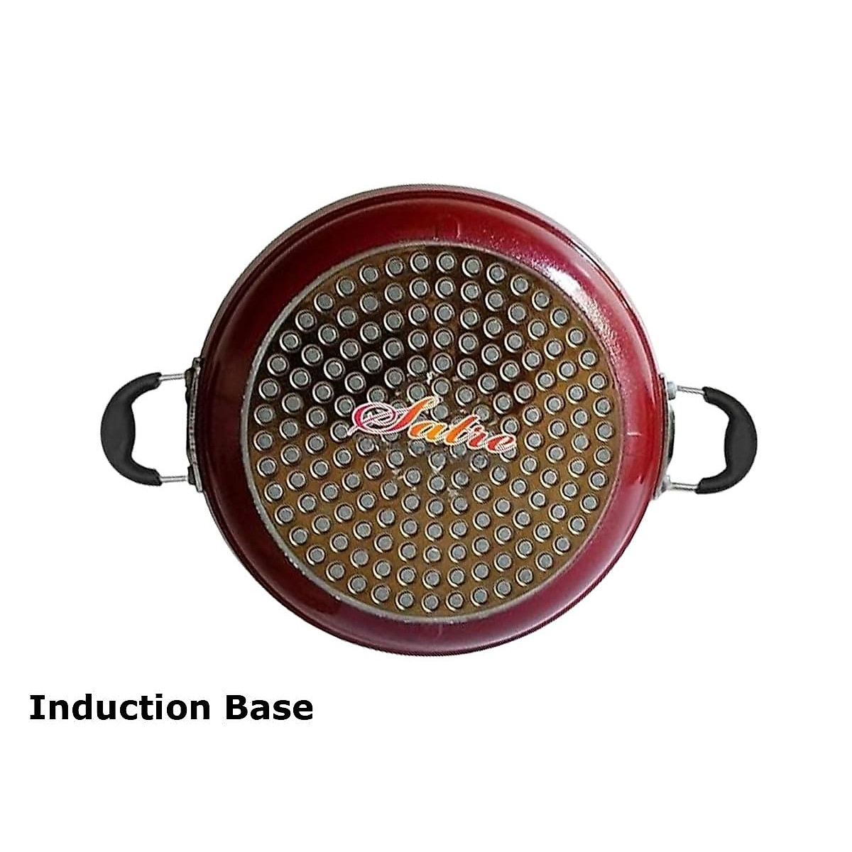 Satre Online and Marketing Small 7 Cavity Non-Stick Aluminium Heavy Induction Base Appam Pan With Steel Lid - Black,Silver,Red