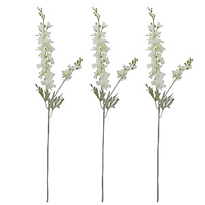 MINYULUA 6pcs Artificial Delphinium Flowers White Silk Larkspur Flowers Faux Snapdragon Long Stem Fake Plant Spray Arrangement for Home Office Garden Wedding Table Vase Decor (White)