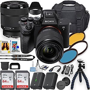 Sony a7 IV Mirrorless Camera with Sony FE 28-70mm f/3.5-5.6 OSS Lens + 2pc 64GB Memory Cards + Photo and Video Editor + Filters + Tripod + Case & More (Renewed)