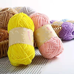 TEXXY Chenille Wool, Fine Gold Velvet No. 2 Hand Knitted 2mm Crochet Yarn Knitted Bag Sweater Hat Scarf Keep Warm (Color : 15)