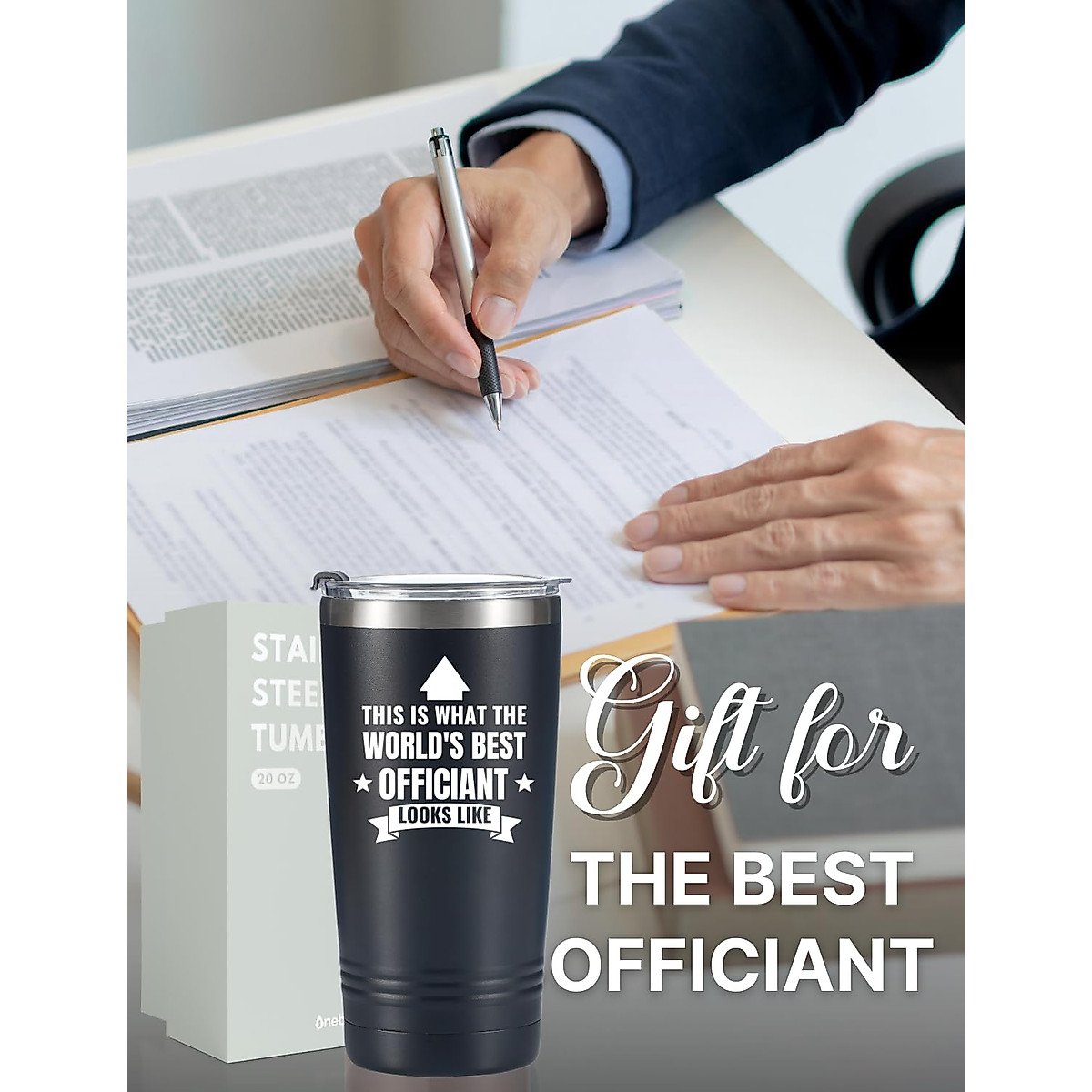 Onebttl Officiant Gifts for Men Women, Wedding Officiant Gift for from Bride Groom, 20oz Stainless Steel Insulated Tumbler with Lid and Straw - World's Best Officiant