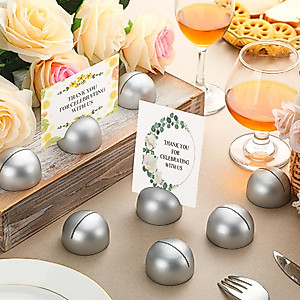 Geyoga 50 Pcs Silver Table Number Holder Round Table Number Stands Modern Place Card Holders Table Number Clips Table Number Holders for Wedding Reception Anniversary Birthday Party Banquet