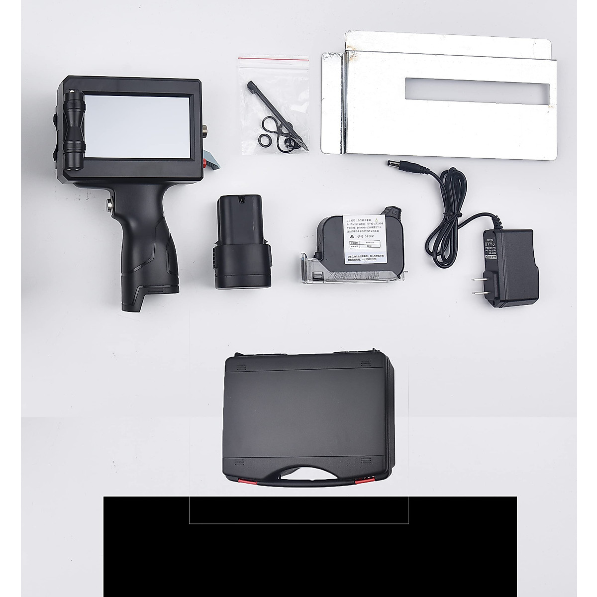 Large Character Handheld Inkjet Printer Print Height 1 inch for Barcode Date Logo Batch Text on Card Bag Box Wood Plastic Portable Inkjet Labeler 4.3 Inch HD LED Touch Screen 2 Black Ink Cartridge