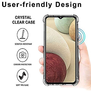 Folmeikat Samsung Galaxy A12 Phone Case, Clear Transparent Reinforced Corners TPU Shock-Absorption Flexible Cell Phone Cover for Samsung A12 6.5"(2021) (Clear)