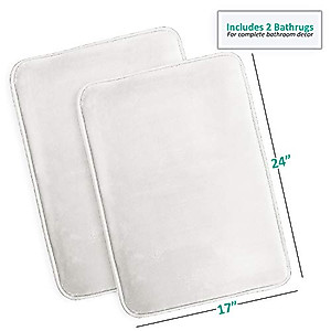 Clara Clark Bathroom Rugs - Ultra Soft Bath Mat, Non-Slip Bathroom Rug Set - Velvet Memory Foam Bath Mats for Bathroom, Set of 2 Bath Rugs, 17 x 24, White