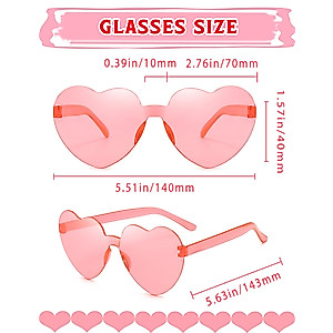 LIULIUBTY Heart Shaped Sunglasses Rimless Colorful Heart Glasses Bachelorette Party Favors (Mixed Colors)