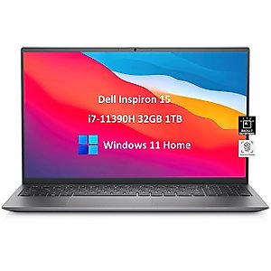 Dell Inspiron 5000 5510 15.6" FHD (Intel 4-Core i7-11390H, 32GB RAM, 1TB PCIe SSD), 1080p Full HD Business Laptop, Webcam, Thunderbolt 4, Fingerprint Reader, Backlit KB, Windows 11 Home (Renewed)