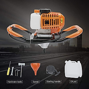 52cc Post Earth Auger Hole Digger Posthole Fence Borer Petrol Drill 8 Post Hole Digger Gas Powered Fence Ground Drill+4"/6"/8" Bit