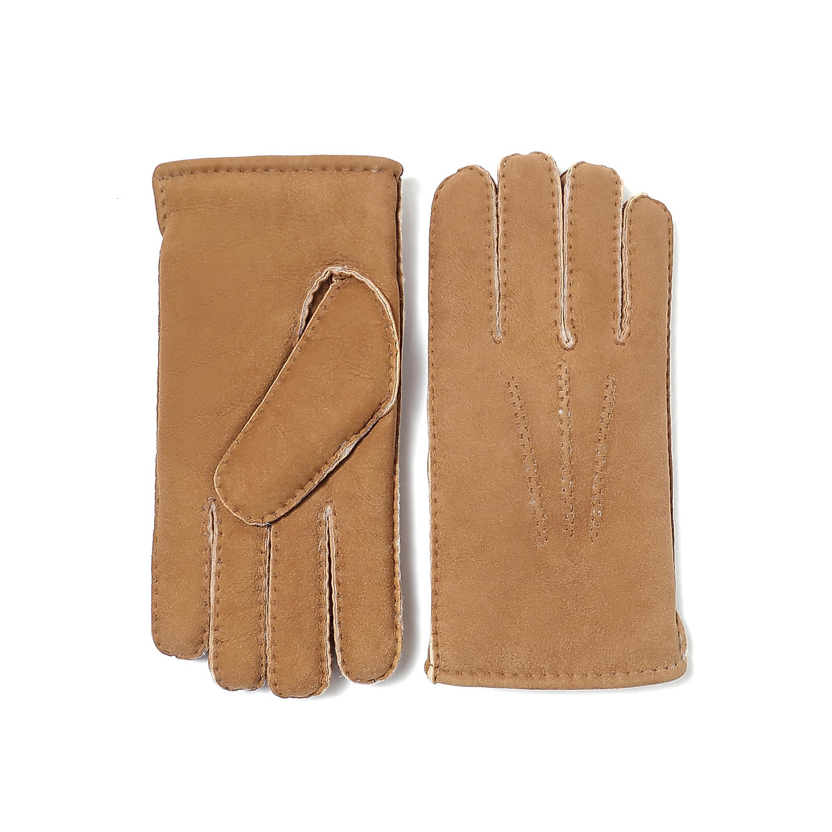 YISEVEN Women's Merino Rugged Sheepskin Shearling Leather Gloves Mittens Sherpa Fur Cuff Thick Wool Lined and Heated Warm for Winter Cold Weather Dress Driving Work New Year Gifts, Camel Medium