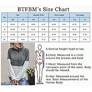 BTFBM Women Sherpa Pullover Quarter Zip Long Sleeve Fluffy Soft Fleece Jackets Sweaters Sweatshirts Hoodies Outwear Coat (Grey, Medium)