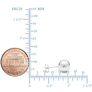 14K White Gold Ball Stud Earrings, 7mm