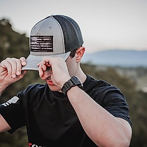 Tactical Pro Supply USA American Flag Patriotic Flexfit Hat for Men or Women | Stitched Patch & Fitted Closure Design, Absorb Sweat and Breathable | 65% Polyester, 35% Cotton Materials Heather Gray