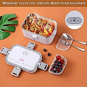 tuhood Electric Lunch Box[Upgraded],Portable Food Warmer,70W,1.8L,Office/Car/Truck Suitable,Strengthened Handle,Leaking Proof,with Free Fork,Spoon and Insulation Bag...