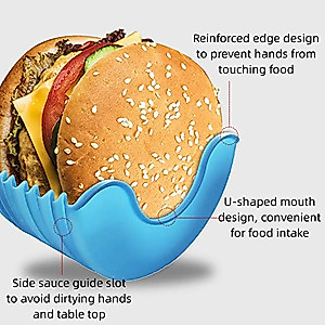 Lufapeach 4pcs Car Burger Holder Sauce Holder Retractable Burger Buddy Fixed Box Reusable Hamburger Bun Shell Silicone Burger Box Holder for Burger Lovers