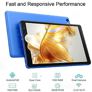 7 inch Tablet Android Oreo Go Tablet PC with 32 GB ROM Storage, Quad Core Processor, HD IPS Display, Dual Cameras, WiFi, Bluetooth - Android Tablet （Blue）