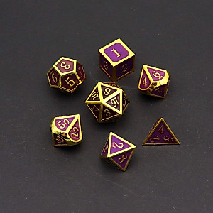 Haxtec Color Changing Metal DND Dice Set W/Gift Leather Dice Bag Temeprature Polyhedral D&D Dices for RPG Dungeons and Dragons-Gold Black Purple Shift
