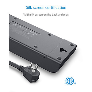 BESTEK 8-Outlet 6 Feet Extension Cord Power Strip with USB 15A 1875W Surge Protector with 5V 4.2A 4 USB Port Desktop Charging Station,600Joule,Grey