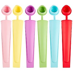 6 Pcs Popsicles Molds, Silicone Ice Pop Molds for Kids, Reusable Freezer Pop Tubes, Multi-Color Ice Pop Mold, Frozen Ice Popsicle Maker with Iid