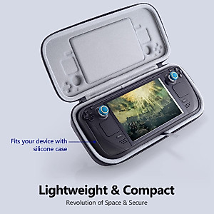 Case for Steam Deck, Portable Travel Carrying Case, Hard Shell Storage Bag Carry Case, Fits Steam Deck Console with TPU Soft Cover, Gifts for Men (Slim)