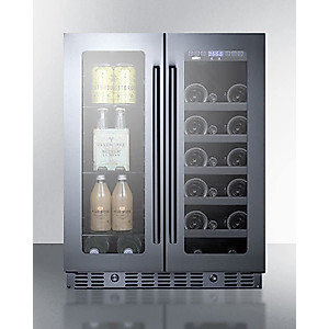Summit ALFD24WBV 24"" ADA Compliant Dual Zone Beverage Center with 4.6 cu. ft. Capacity Digital Thermostats LED Lighting and Automatic Defrost in Stainless Steel