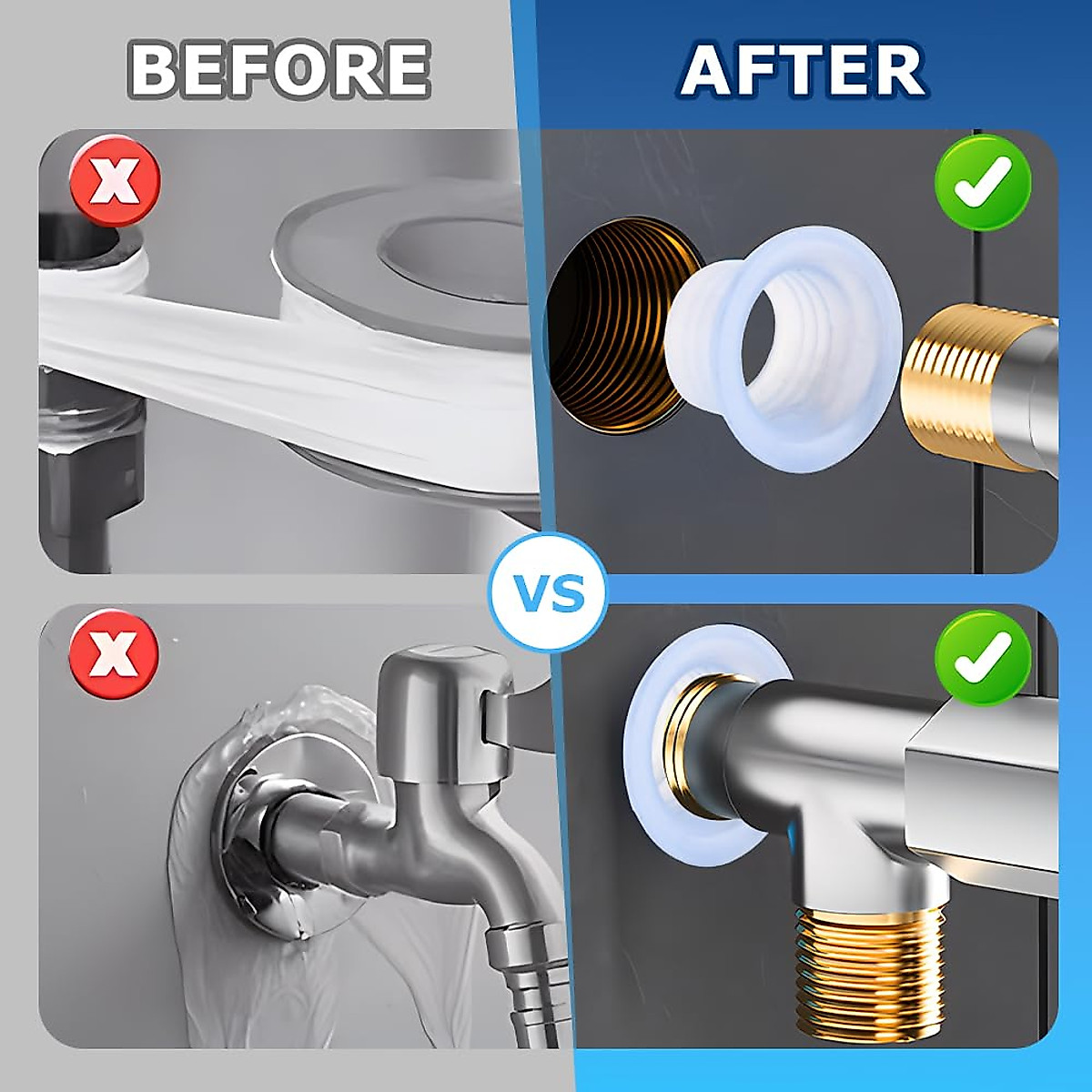 30pcs Faucet Leak-Proof Sealing Gasket, Triangle Valve Faucet Sealing Gasket Silicone Plug Leak Proof Bathroom, Faucet Washer Replaces for Garden Faucet Hose Water Pipe