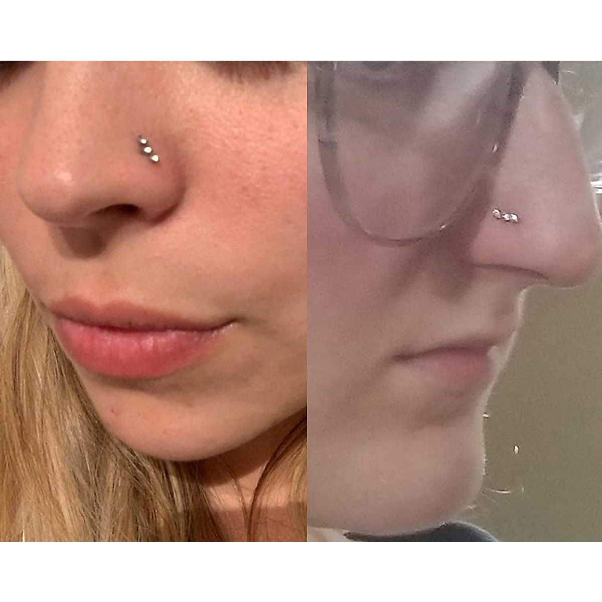 MODRSA Nose Studs 20g Nose Stud L Shaped Diamond Nose Rings Stud for Women Surgical Steel Nose Rings Nose Screw Nose Piercing Stud Flower Heart Nostril Jewelry Silver