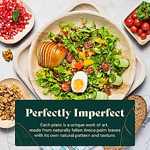 Chic Leaf Palm Leaf Plates Like Bamboo Plates Disposable Compostable and Biodegradable - Wedding, Parties, and Events (48, 10'' + 7'' Party Pack)
