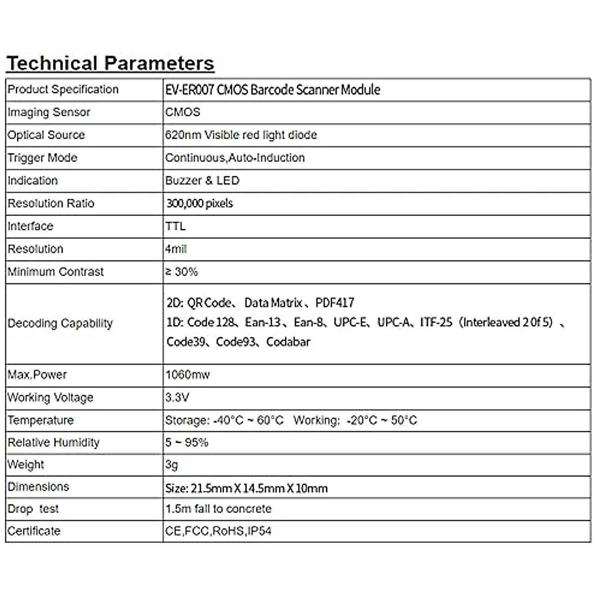 EVAWGIB Embedded 2D Barcode Scanner Module Kiosk Arduino Barcode Scan Engine TTL Small QR PDF417 Code Barcode Scanner Module