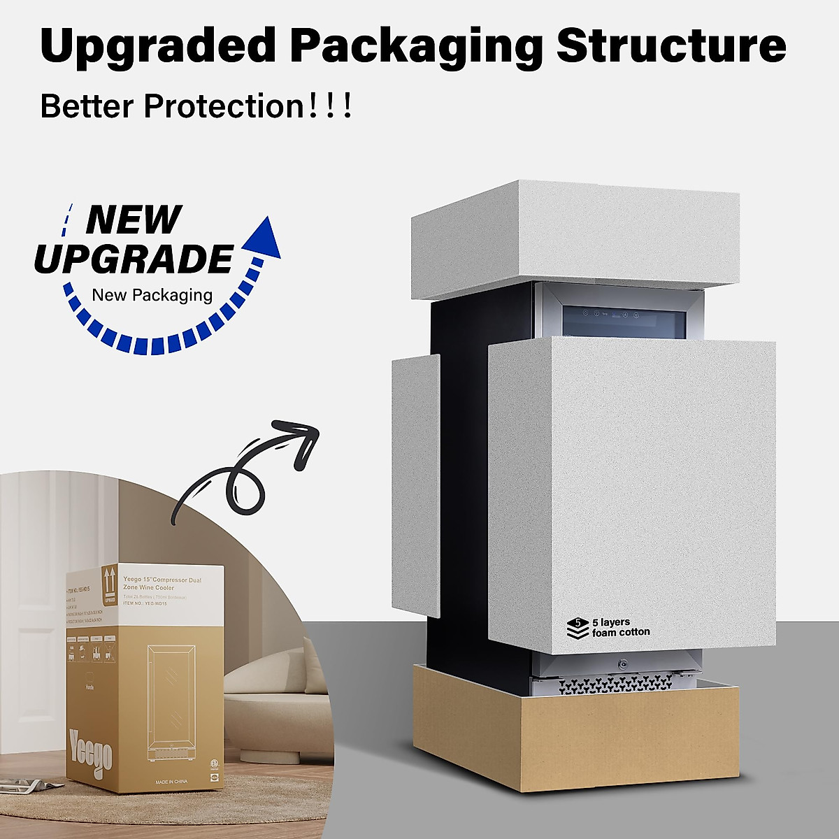 Yeego Beverage Refrigerator, 15 Inch Beverage Fridge, 80 Cans Beer Fridge with Advanced Cooling System(34-54°F), Built-in or Freestanding for Drink Soda Wine Water, Quiet Operation