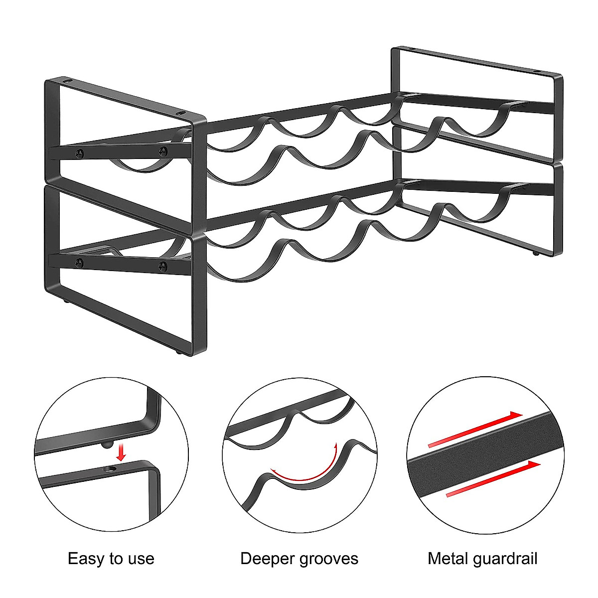 2 Tier Wine Rack，Tabletop Stackable Wine Rack Freestanding Wine Racks Countertop for Kitchen Pantry Cabinet for Kitchen, Bar, Pantry, Wine Cellar, Basement, Countertop, Cabinet