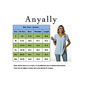 Anyally Womens Summer Dressy Chiffon Blouses V Neck Petal Short Sleeve Tunic Tops for Leggings Casual T-Shirts, L Royal Blue