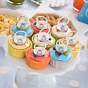 48 Pieces 2.5 Inch Acrylic Baby Pacifiers Baby Shower Favors Gender Reveal Party Decorations for DIY Baby Shower Birthday Party Favors (Clear)