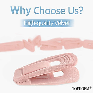 TOFIIGREM Light Pink Velvet Hangers Clips 20 PCS, Non-Slip Velvet Clip for Pant Skirt Velvet Hangers, Strong Baby Kids Velvet Hangers Clips