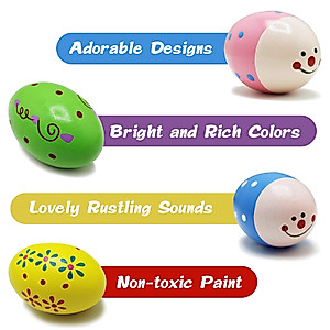 9 Pcs Wooden Baby Easter Eggs Shakers Musical Instruments Easter Eggs for Baby Kids Easter Party Favor Supplies