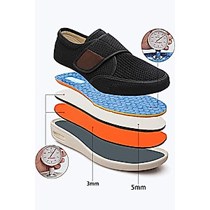 ZUMEIJIA Men's Diabetic Elderly Shoes Large Size Plus Fertilizer Widening Shoes Adjustable Foot Swelling Shoes Non-Slip Double Insole Air Cushion Bottom Walking Shoes Black 11