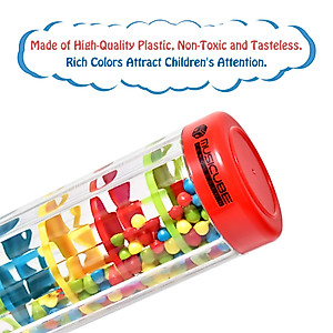 MUSICUBE 4 Inch Baby Rainmaker Toy Rain Stick Musical Instrument for Baby Infant Toddler Raindrop Sound Shakers & Rattle Sensory Musical Toys for Boys Girls